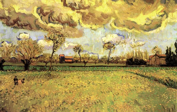 Wallpaper Vincent van Gogh, a Stormy Sky, Landscape Under for mobile ...