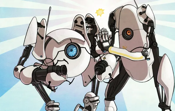 Wallpaper robot, Valve, Portal 2, coop, P-body, ATLAS, Co-op for mobile ...