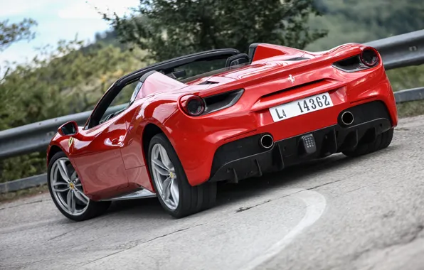 Wallpaper Ferrari, rear view, Spider, 488 for mobile and desktop ...