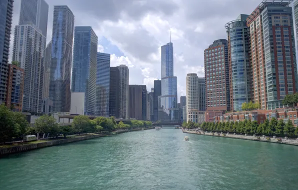 Wallpaper water, the city, river, skyscrapers, Chicago, Chicago for ...
