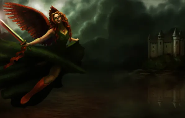 Wallpaper girl, castle, angel for mobile and desktop, section ...