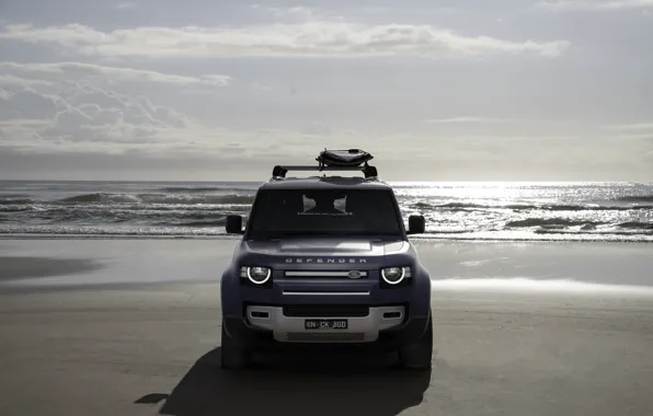 Wallpaper car, Land Rover, sea, front, Defender, Land Rover Defender 90 ...