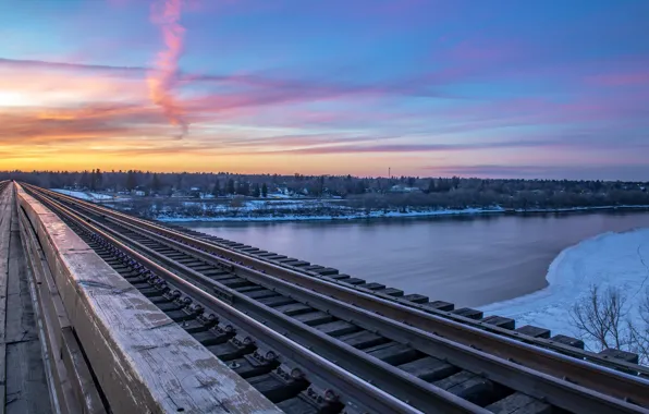 Download wallpaper Saskatchewan, bridge, Sunset, Saskatoon, section ...
