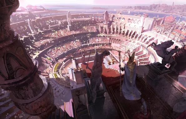 Wallpaper fantasy, people, crowd, Arena, digital art, artwork, fantasy ...