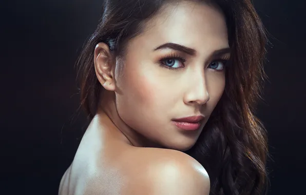 Wallpaper girl, long hair, brown hair, photo, photographer, model, lips ...