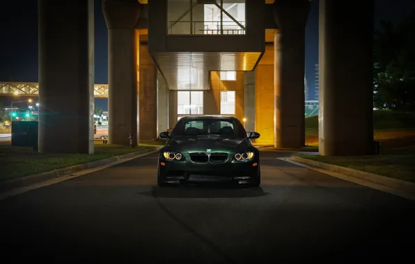 Wallpaper Night, E92, M3, Front view, Green Metallic images for desktop ...