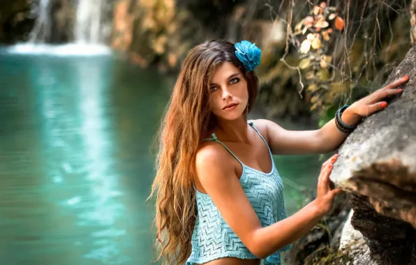 Wallpaper look, lake, model, long hair, Stephanos Georgiou, Y Slavcheva for mobile and desktop ...