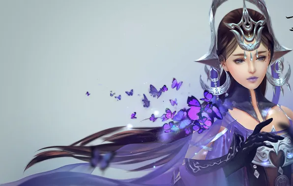 Wallpaper girl, magic, butterfly, art, Jian Wang for mobile and desktop ...