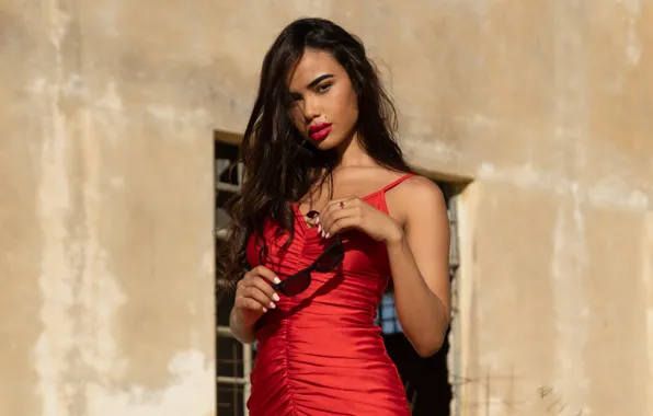 Wallpaper long hair, Lupe, model, brunette, red lips, gorgeous ...