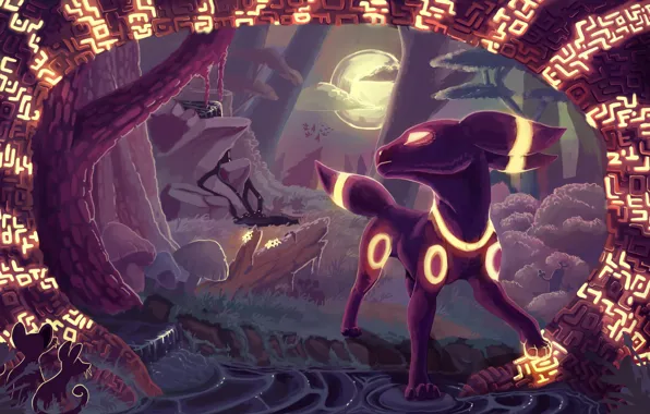 Wallpaper the moon, art, pokemon for mobile and desktop, section кодомо ...