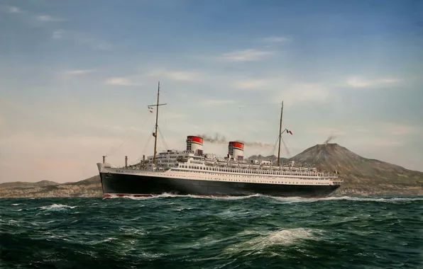 Wallpaper figure, The ship, painting, Rex, Passenger ship, M/V Rex, SS ...