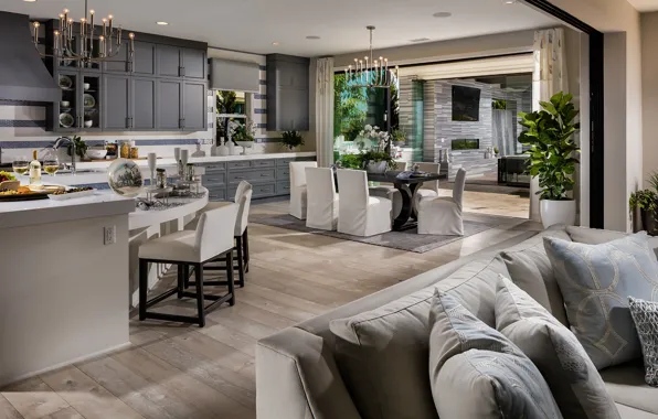 Wallpaper design, style, interior, kitchen, living room, dining room ...