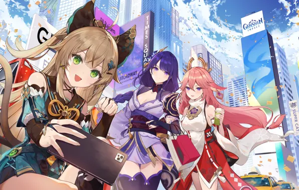 Download wallpaper genshin impact, raiden shogun, yae miko, section ...