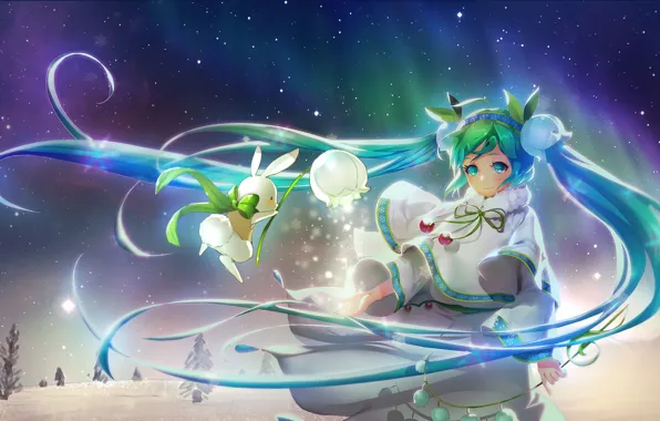 Wallpaper anime, art, Hatsune Miku, Miku, Vocaloid, orry lee, Snow Miku ...