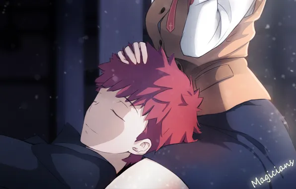 Wallpaper girl, sleeping, guy, the saber, Emiya Shirou, Fate stay night ...