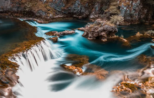 Download wallpaper river, rocks, waterfall, section nature in ...