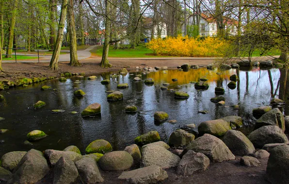Wallpaper river, park, stones, stream, boulders for mobile and desktop ...