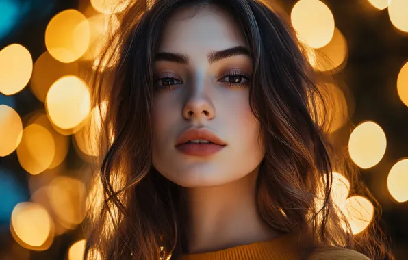 Wallpaper look, girl, face, pose, portrait, AI art, neural network for ...