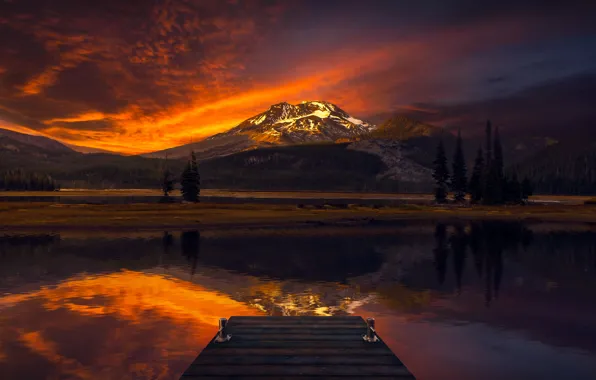 Wallpaper the sky, water, trees, landscape, mountains, the evening ...