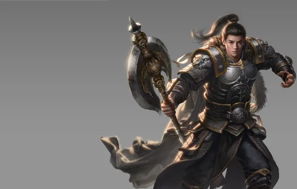 Wallpaper weapons, warrior, art, guy, fantasy, tian zi, 长城ol-熊军 The ...