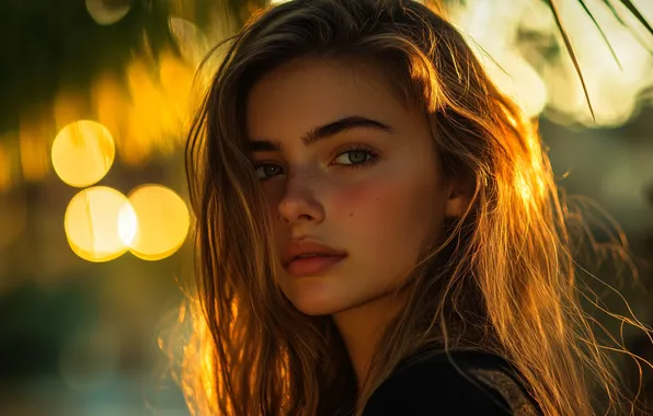 Wallpaper look, girl, face, pose, portrait, AI art, neural network for ...