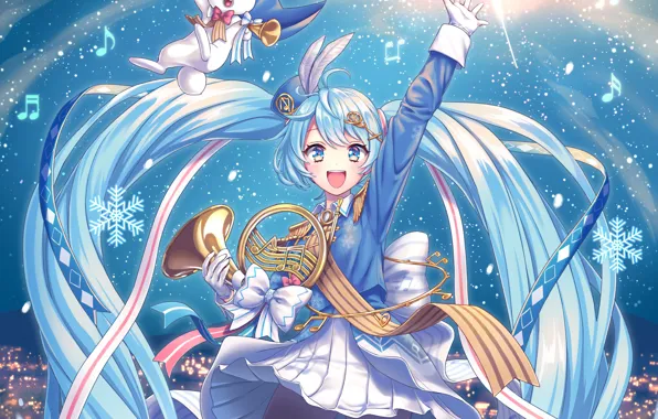 Wallpaper smile, girl, vocaloid, hatsune miku, Musical Note for mobile ...