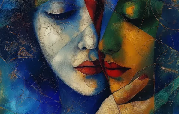 Wallpaper look, girl, portrait, imitation painting, AI art, neural ...