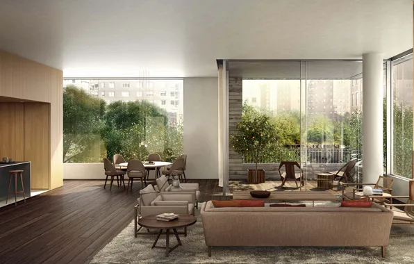 Wallpaper design, style, interior, kitchen, living room, Chelsea ...