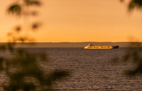 Wallpaper river, the evening, barge, Ulyanovsk for mobile and desktop ...