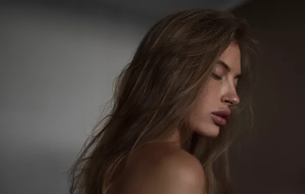 Wallpaper girl, beauty, Taya, lips, hair, bare shoulder, Maxim ...