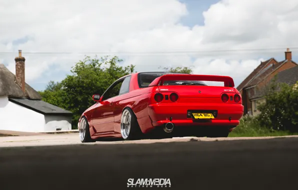 Download wallpaper red, Energo5, Nissan GTR 32, section nissan in ...