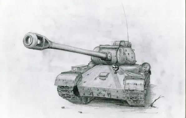 Wallpaper gun, pencil drawing, Soviet tank, The is-2 for mobile and ...