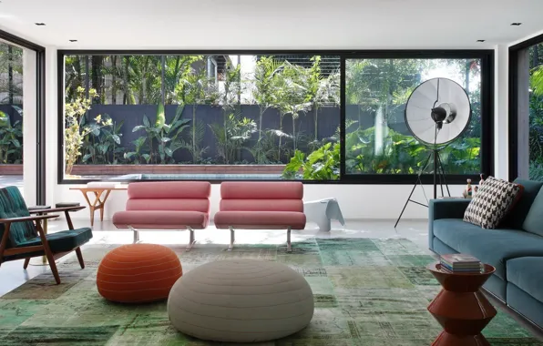 Wallpaper room, interior, living room, MV House, by Studio Guilherme ...