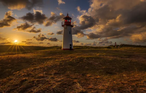 Wallpaper landscape, sunset, nature, lighthouse, beauty for mobile and ...