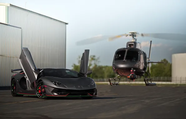 Download wallpaper Grey, Helicopter, Aventador, section lamborghini in ...