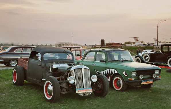 Wallpaper car, retro, Muscovite, hot road, rat road for mobile and ...