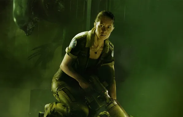 Wallpaper look, girl, fear, the victim, monster, Stranger, alien ...