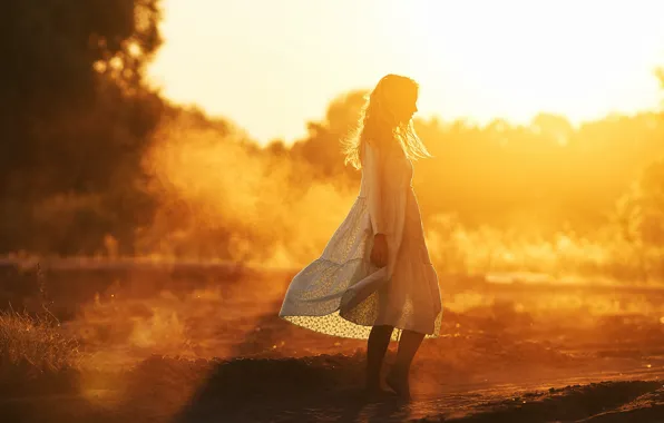 Wallpaper girl, the sun, light, pose, dress, Vadim Mironov for mobile ...