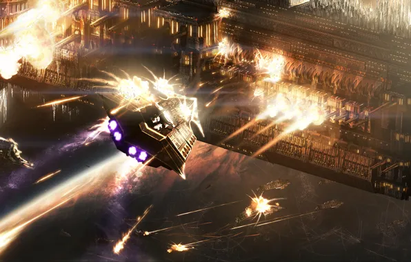 Download wallpaper planet, ships, Navy, battle, the battle, Warhammer ...
