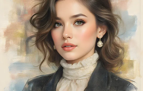 Wallpaper look, girl, pose, portrait, imitation painting, AI art ...