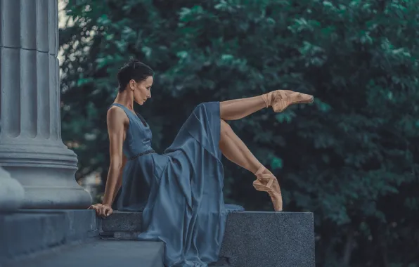 Wallpaper girl, pose, dance, dress, columns, ballerina, ballet, Pointe ...