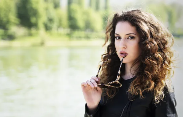 Wallpaper summer, girl, face, background, hair, glasses, Clear for ...