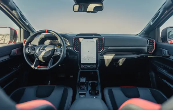Download wallpaper Ford, Ford, Raptor, pickup, Ranger, the interior of ...