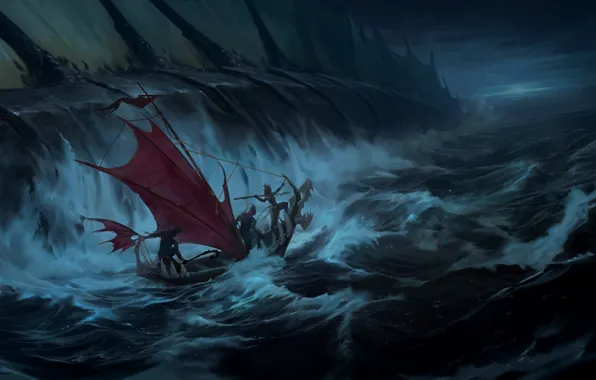 Wallpaper water, people, boat, hunting, Rybin, Legends of Runeterra ...