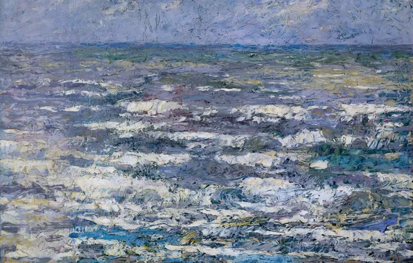 Wallpaper wave, oil, picture, canvas, seascape, Jan Toorop, The sea in ...