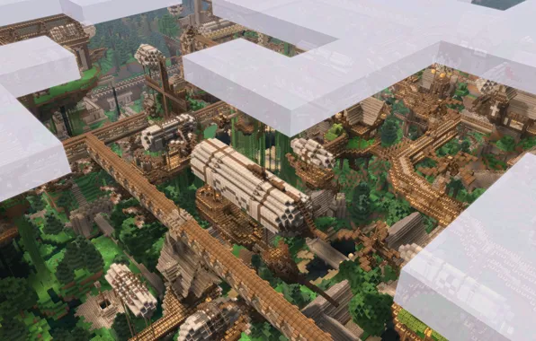 Wallpaper forest, clouds, trees, house, ship, Minecraft images for ...