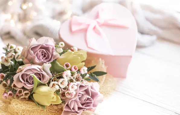 Download wallpaper love, flowers, gift, romance, heart, flowers ...