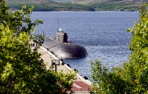 Wallpaper pier, submarine, project 945 for mobile and desktop, section ...