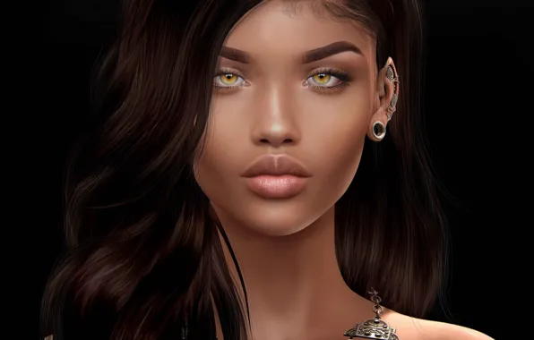 Wallpaper eyes, girl, hair for mobile and desktop, section рендеринг ...