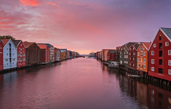 Wallpaper home, Norway, channel, Trondheim, fisherman's warehouse for ...
